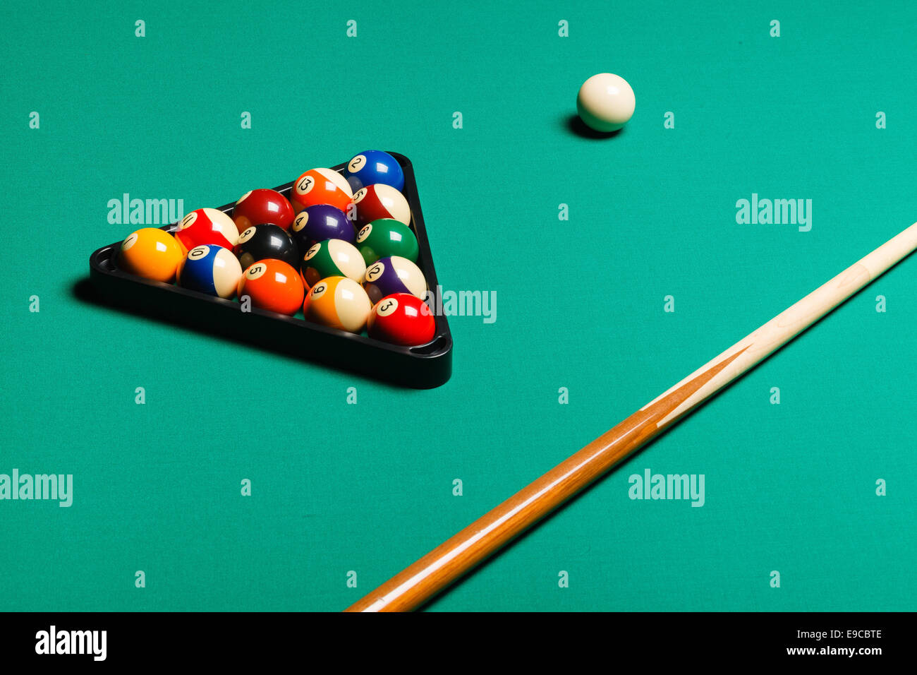 Billiard balls in a pool table Stock Photo - Alamy