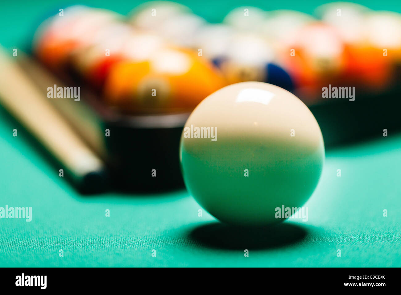 Billiard balls in a pool table Stock Photo - Alamy