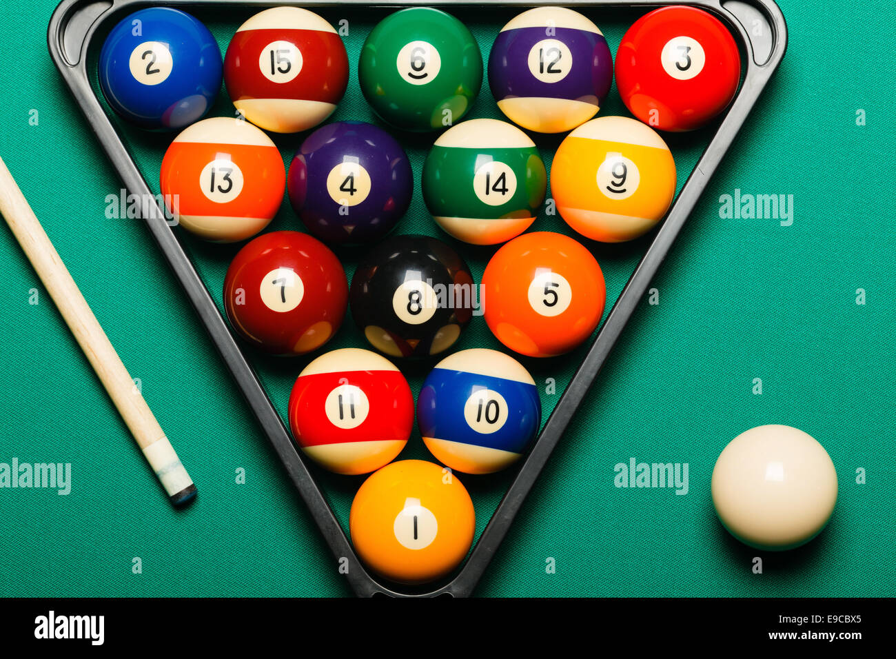 Billiard balls in a pool table Stock Photo - Alamy