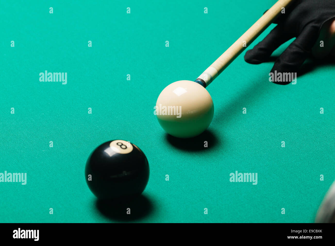 Billiard balls in a pool table Stock Photo - Alamy