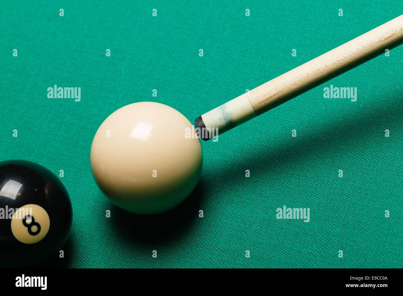 Billiard balls in a pool table Stock Photo - Alamy
