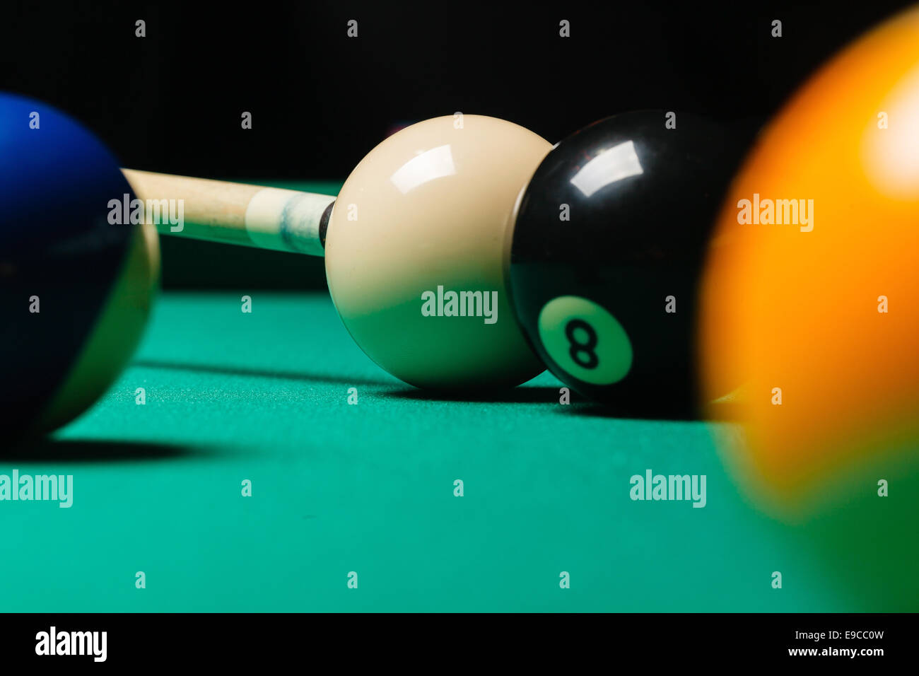 Billiard balls in a pool table Stock Photo - Alamy