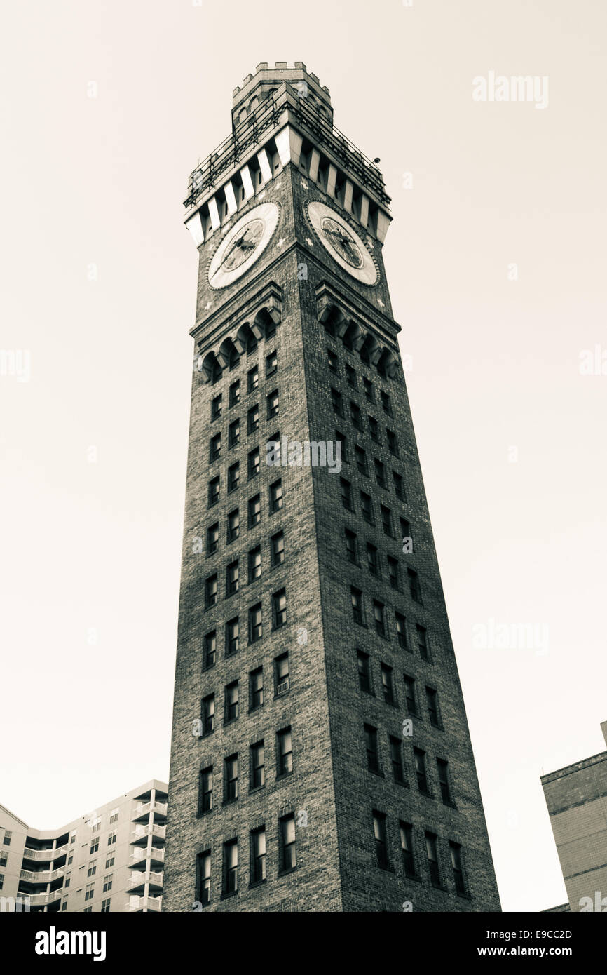 A nice portrait view of Baltimore's famous Bromo Seltzer Tower, housing ...