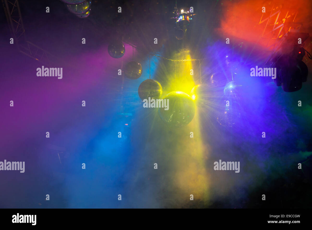 Disco light show, Stage lights with laser Stock Photo - Alamy