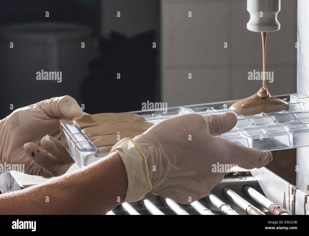 Chocolate factory. Making chocolate bar Stock Photo - Alamy