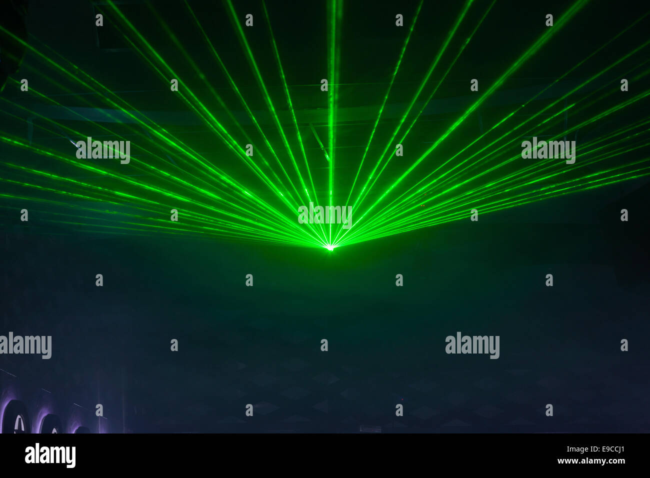 Disco light show, Stage lights with laser Stock Photo - Alamy