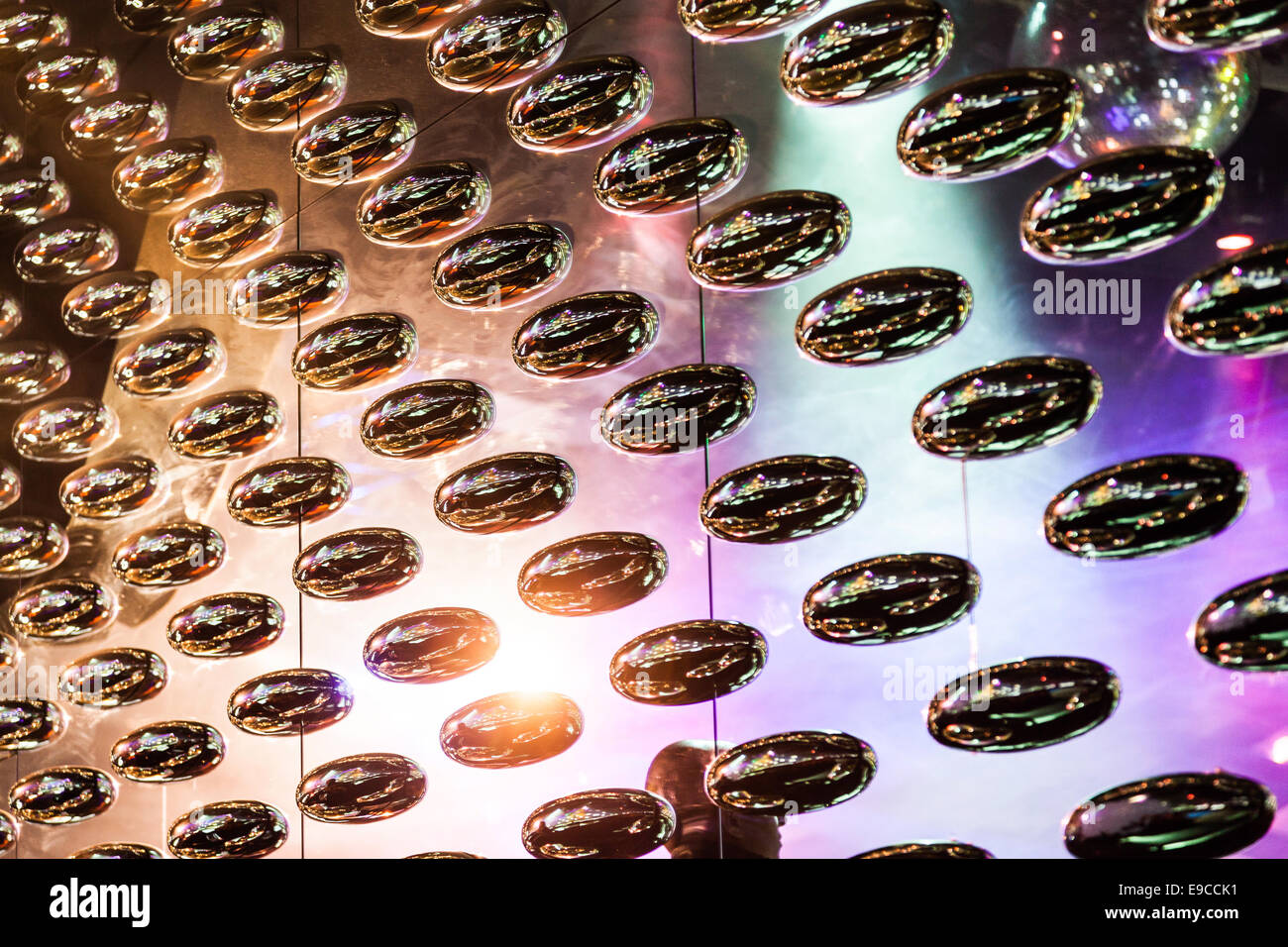 Real metal rolling oval mirrored light as abstract background Stock ...