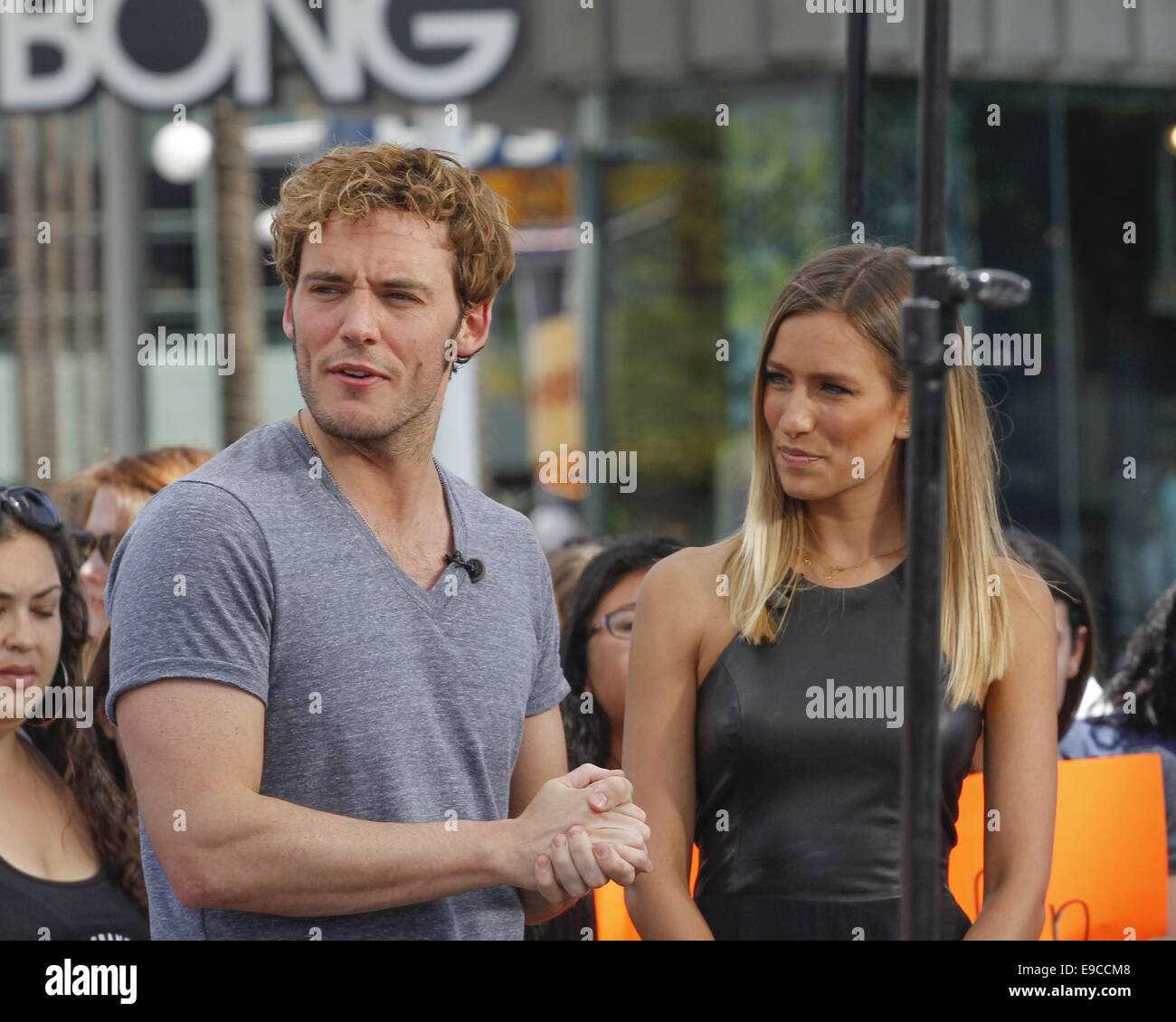 Sam Claflin on entertainment show EXTRA TV at Universal City Featuring ...