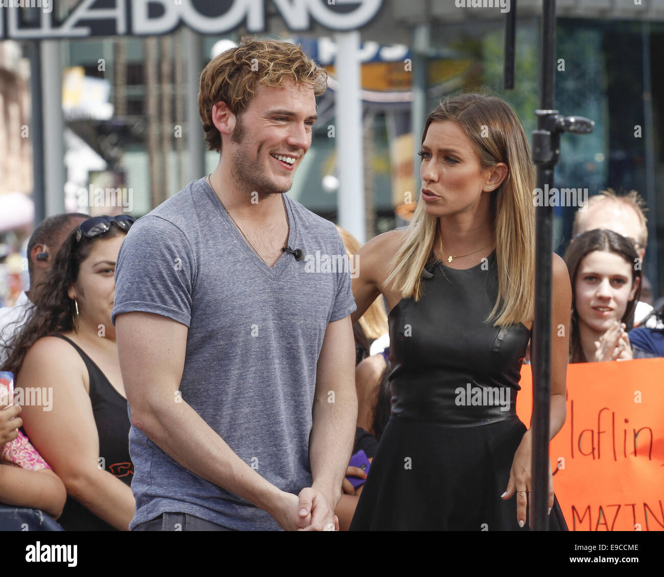 Sam Claflin on entertainment show EXTRA TV at Universal City Featuring ...