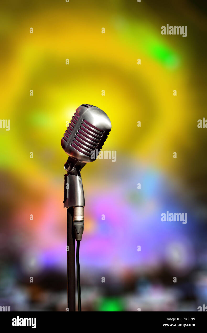 Microphone on dance club interior Stock Photo - Alamy