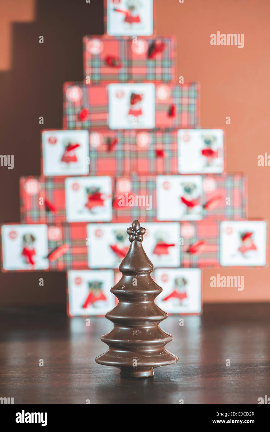 Chocolate Christmas Trees. Brown chocolate Stock Photo - Alamy