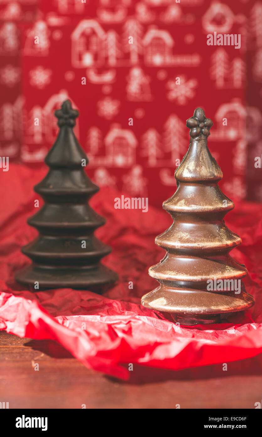 Chocolate Christmas Trees. Brown chocolate Stock Photo - Alamy