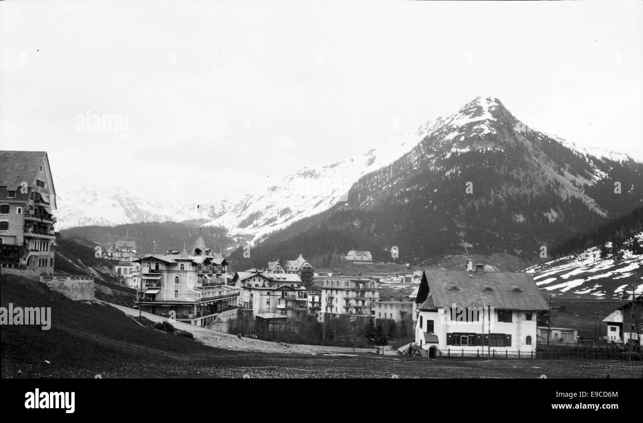 This image captures a panoramic view over Davos, Switzerland, with the ...