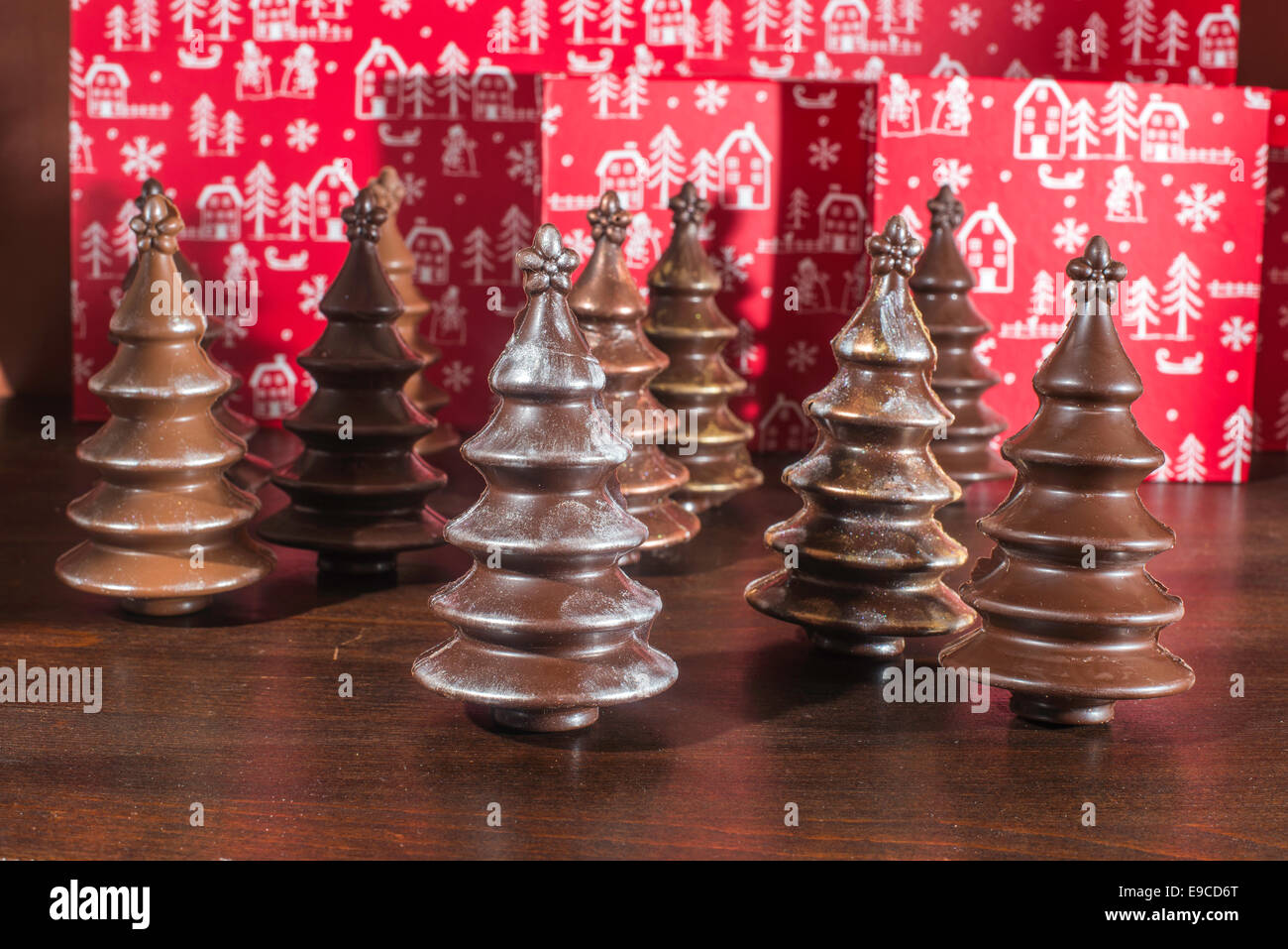 Chocolate Christmas Trees. Brown chocolate Stock Photo - Alamy