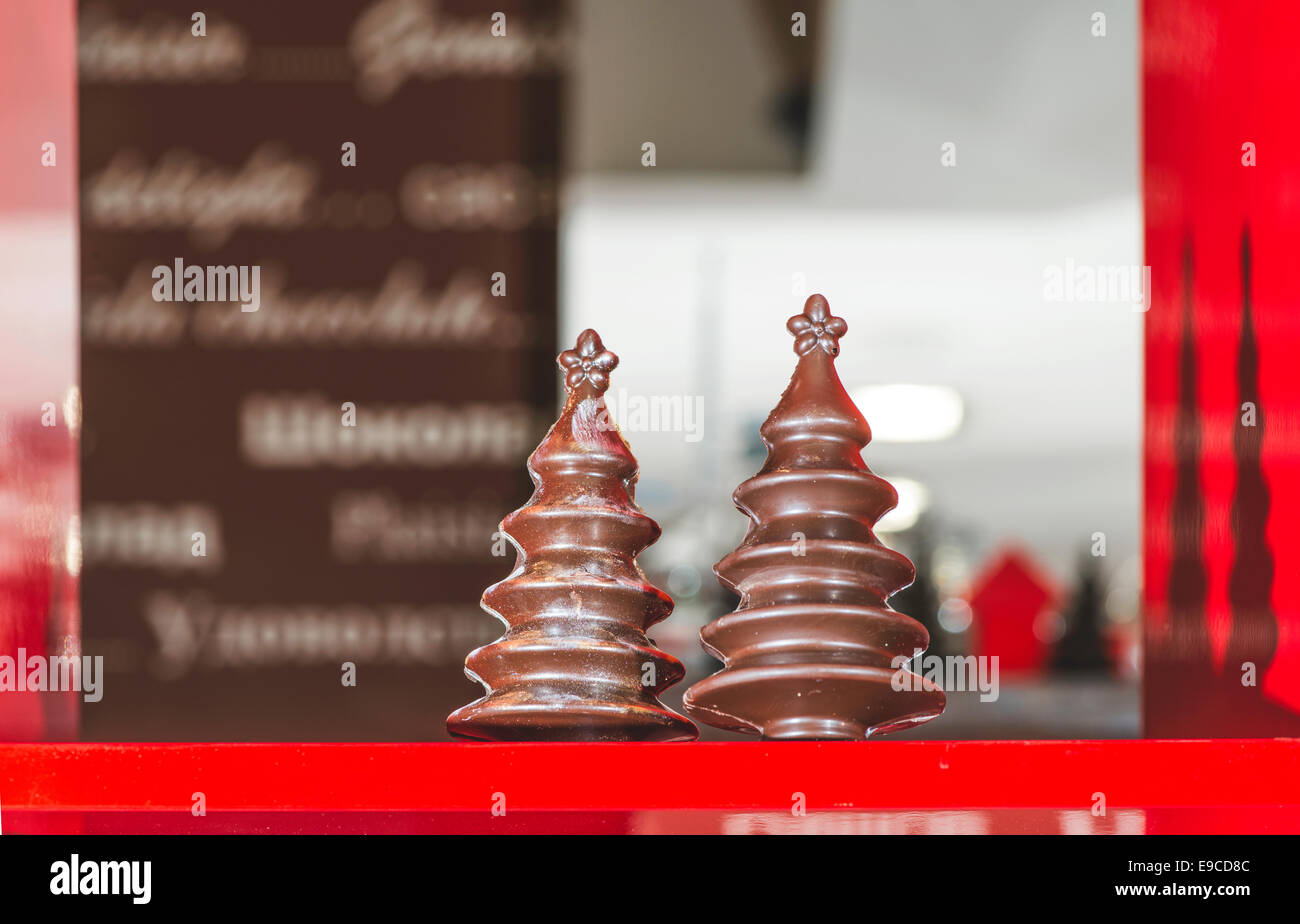 Chocolate Christmas Trees. Brown chocolate Stock Photo - Alamy