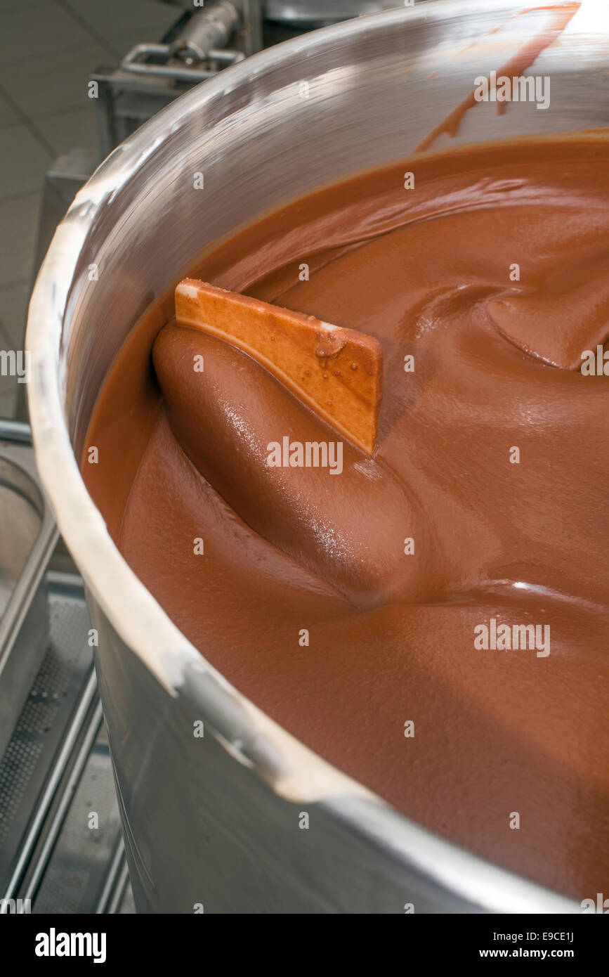 Machine for mixing chocolate. Close up Stock Photo - Alamy