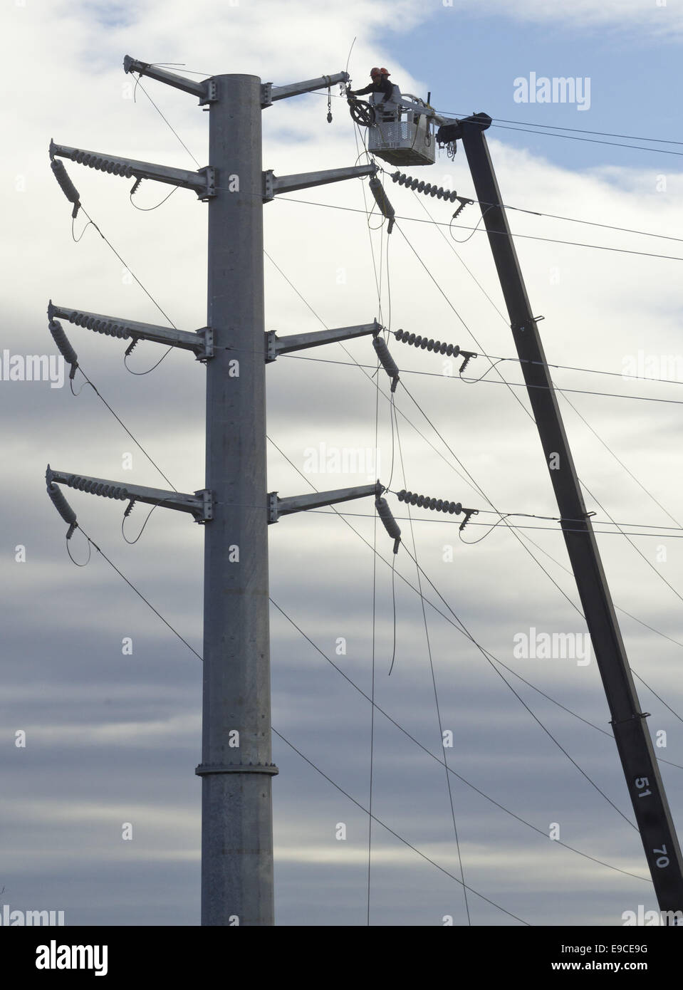 Goshen, New York, USA. 24th Oct, 2014. Employees of Northline Utilities ...
