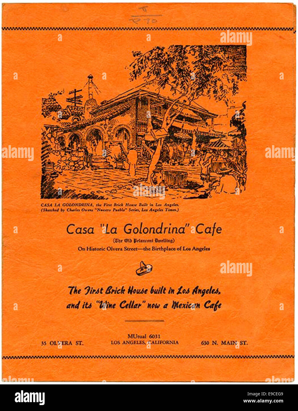 Cover of the menu from Casa 'La Golondrina' Cafe, showcasing the ...