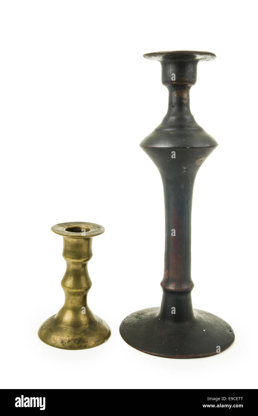 metallic old candlesticks Stock Photo - Alamy