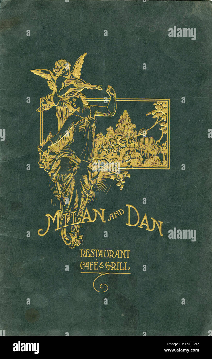 Cover of a menu from Milan and Dan Restaurant, Café & Grill in San ...