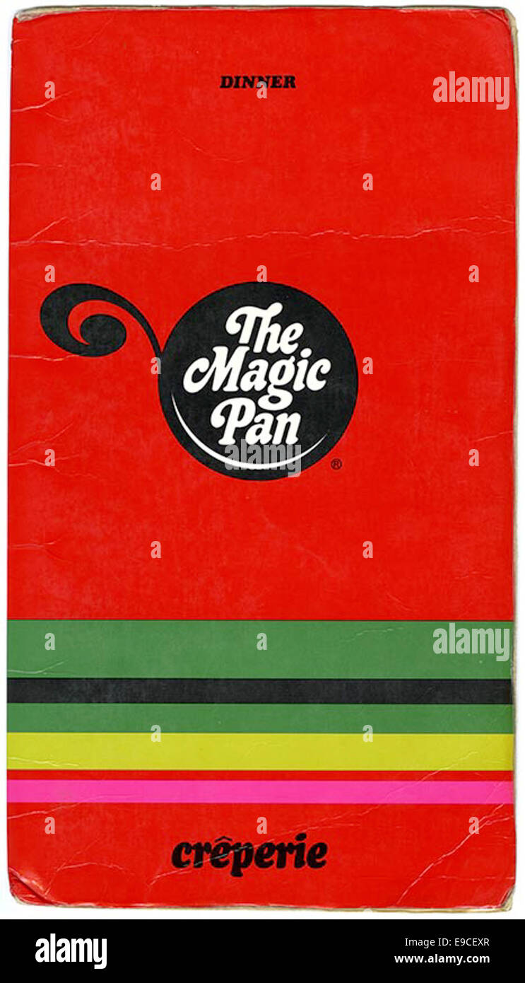 This image shows a menu from The Magic Pan, a restaurant known for its ...
