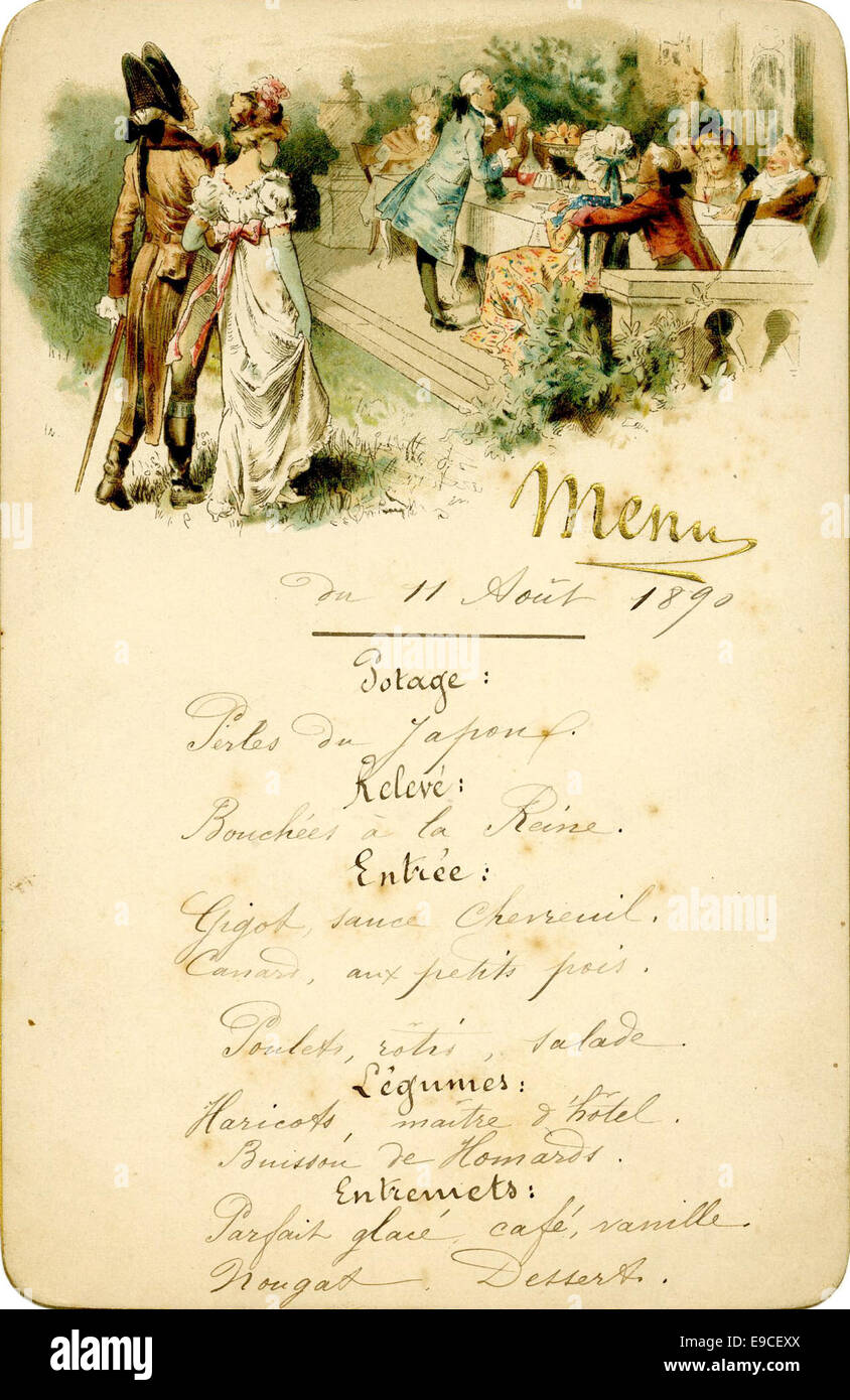 This photograph shows a menu from an unidentified restaurant, offering ...