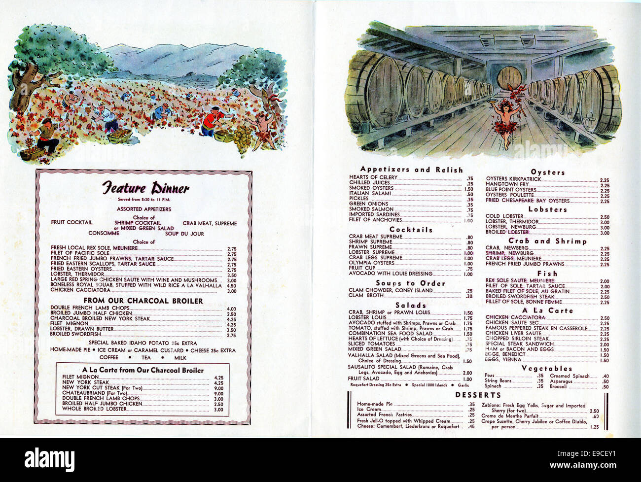 This photograph shows the open menu of Valhalla, a notable restaurant ...