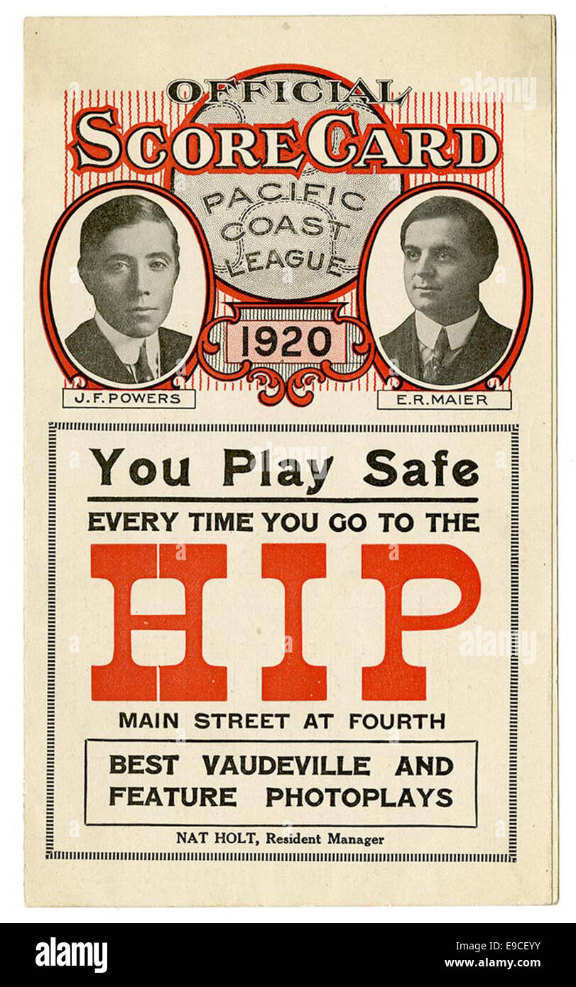 This is the cover of the official scorecard for the Pacific Coast ...