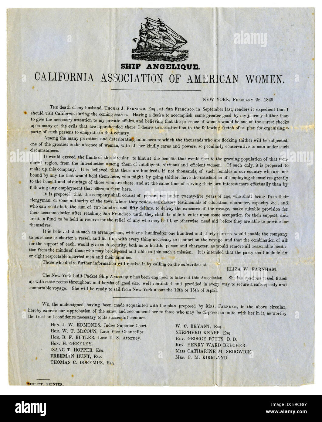The ship Angelique, representing the California Association of American ...