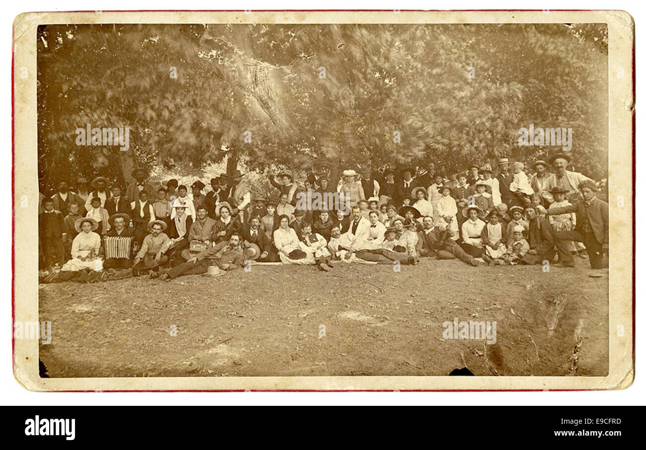 A historical photograph featuring the Del Valle family at Rancho ...