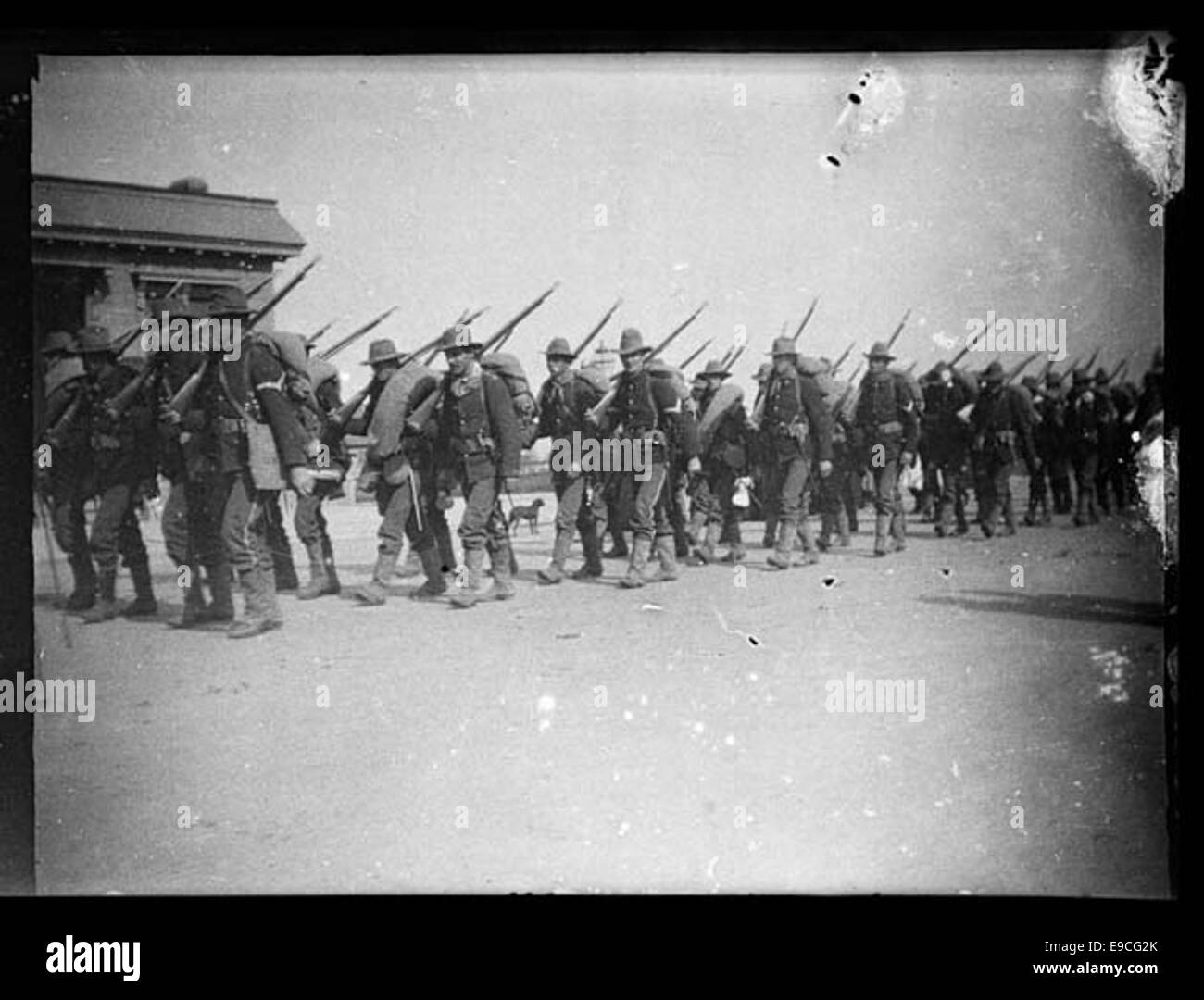 A photograph capturing the California and Oregon volunteer infantry ...