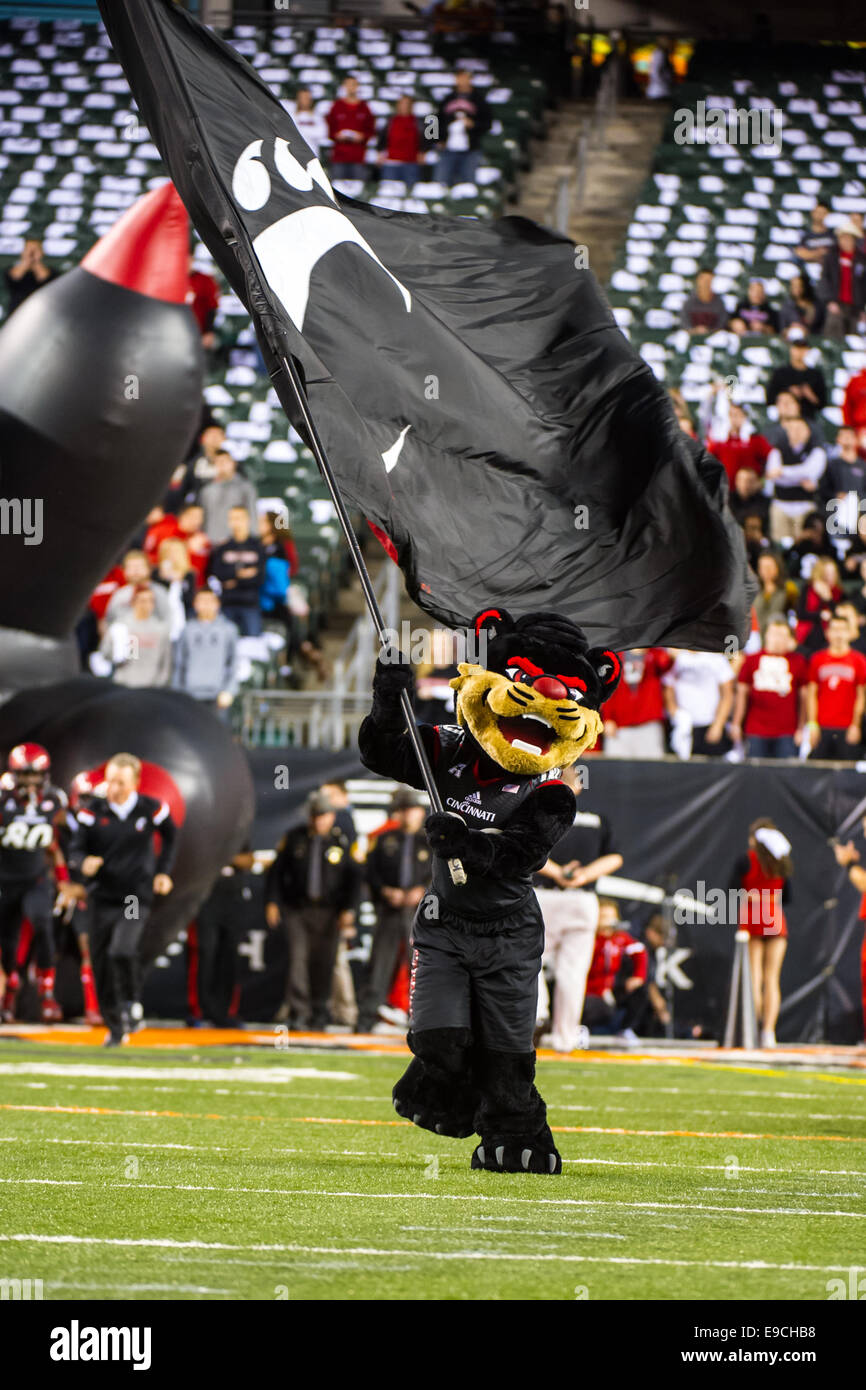 The Cincinnati Bearcat running onto the field before the game between ...