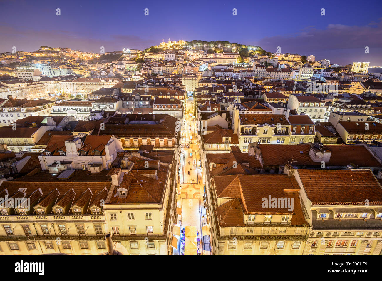 Lisbon, Portugal skyline at night Stock Photo - Alamy