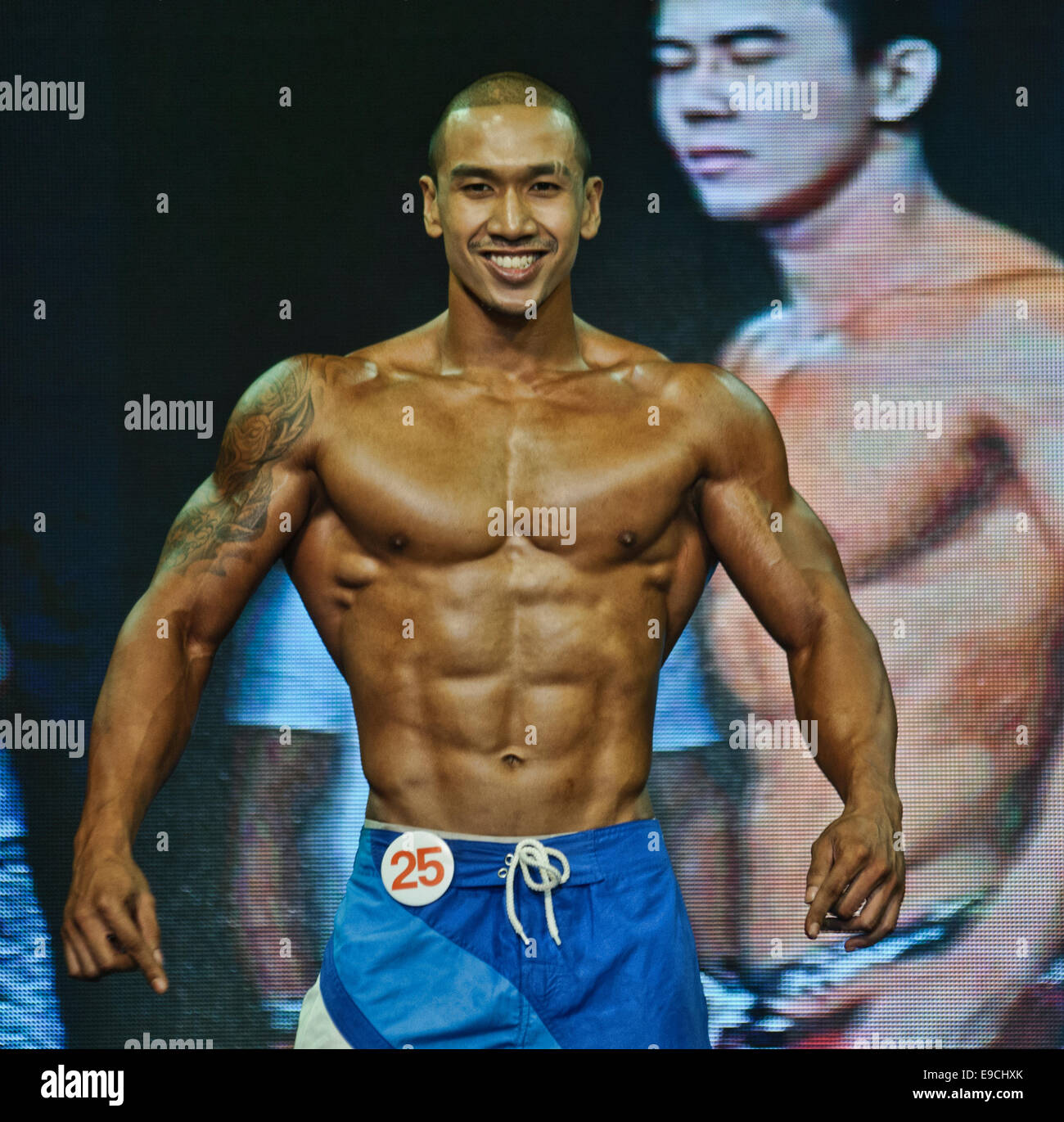 Body building competition at the Central World Bangkok, Thailand Stock ...
