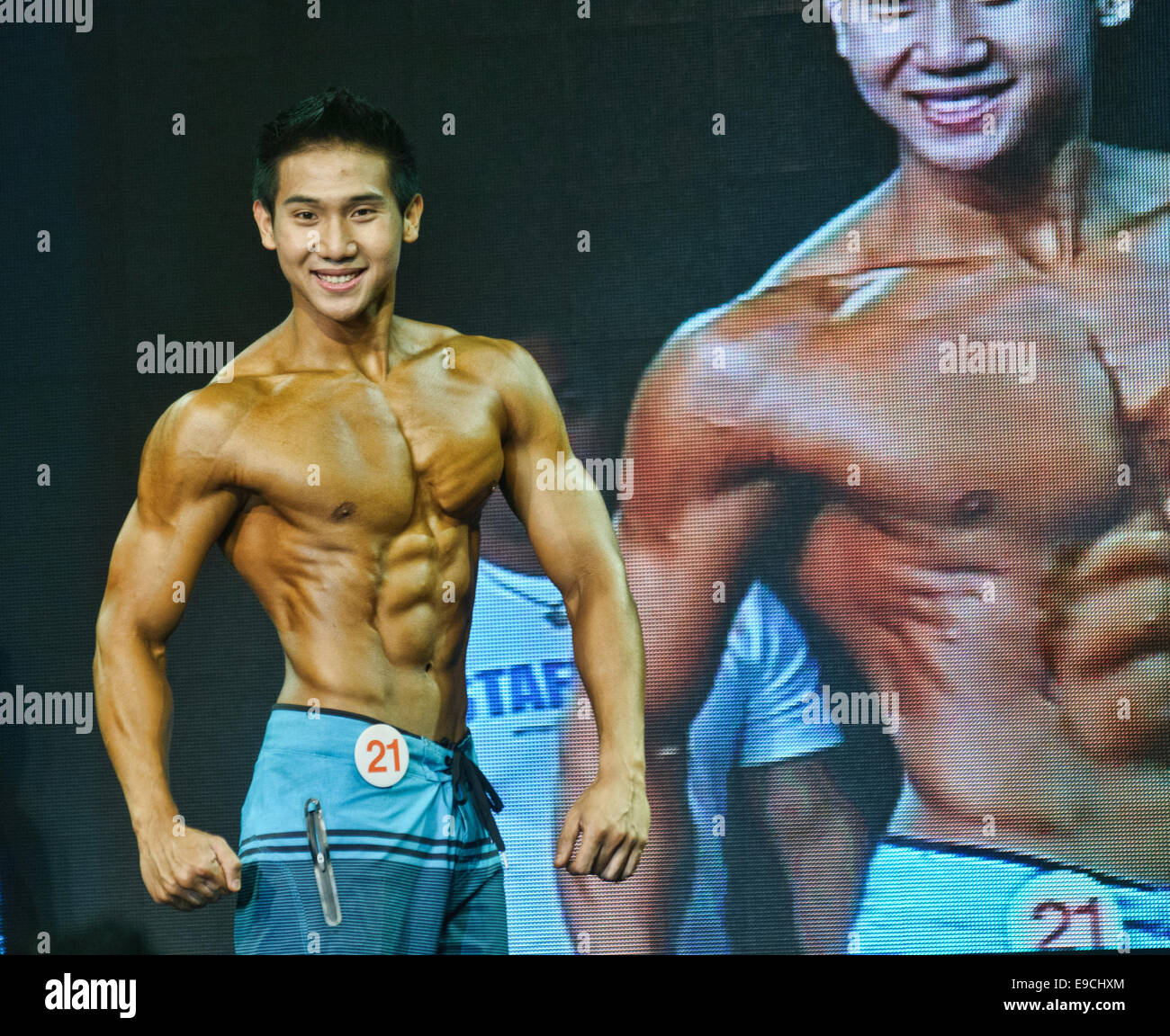 Body building competition at the Central World Bangkok, Thailand Stock ...