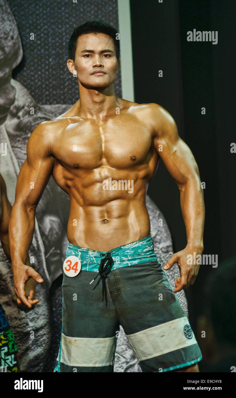 Body building competition at the Central World Bangkok, Thailand Stock ...