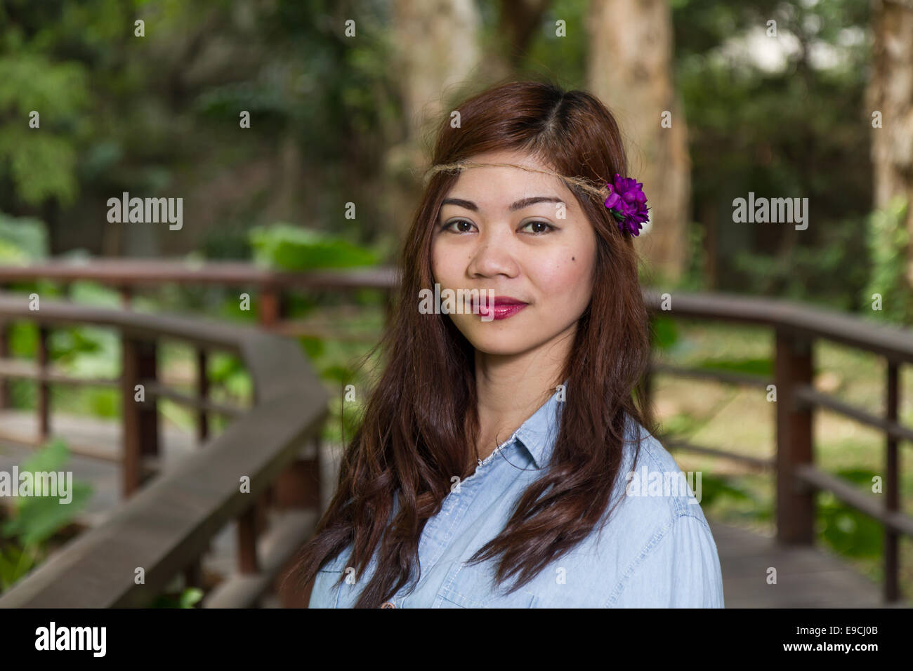 Pinoy woman in a green garden on farm Stock Photo - Alamy