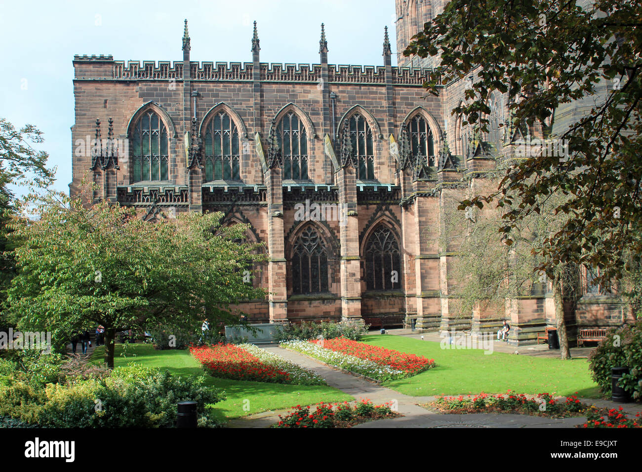 Cathedral in Chester, UK showing architectural detail with a formal ...