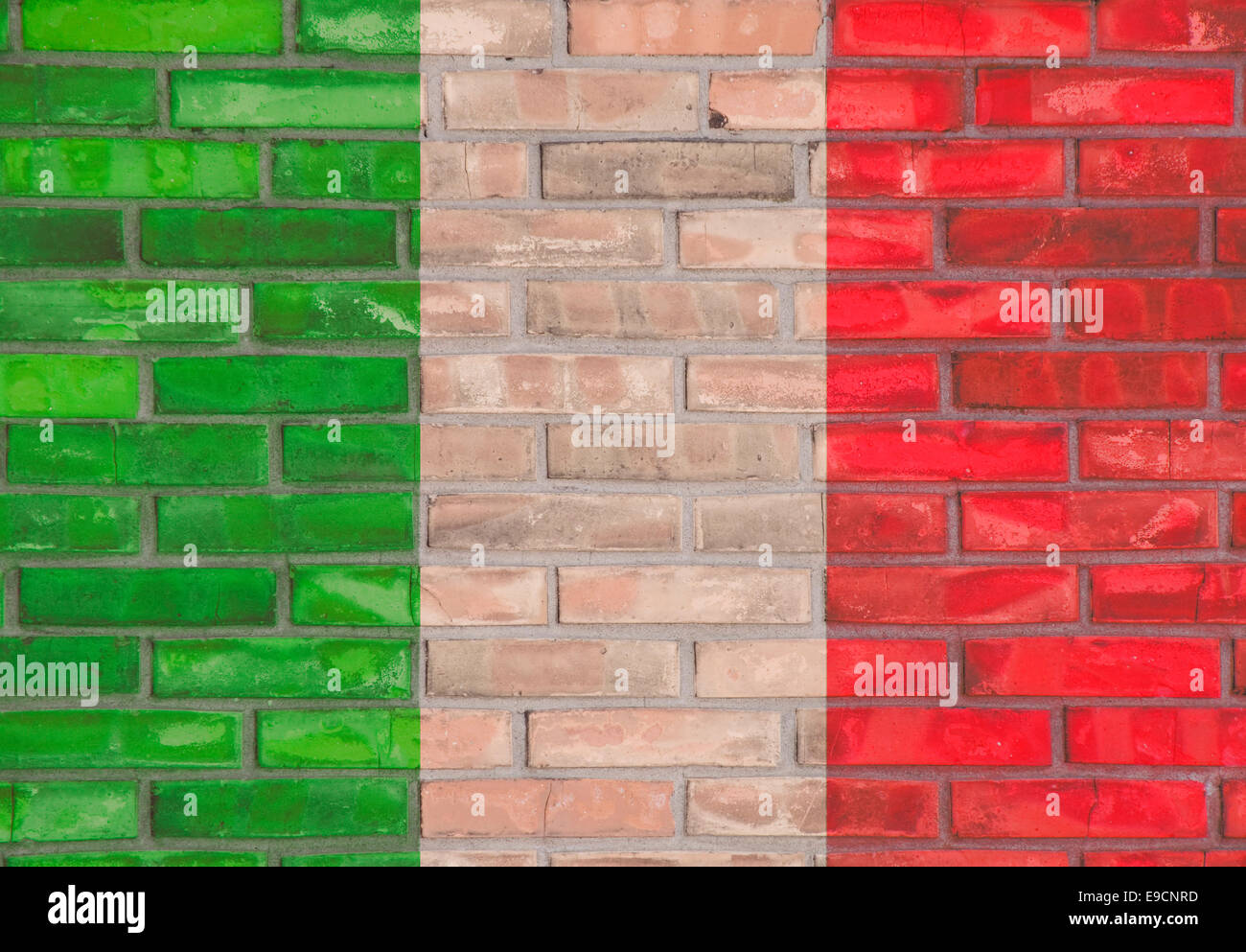brick wall with the flag of italy drawn, perfect for a beautiful ...