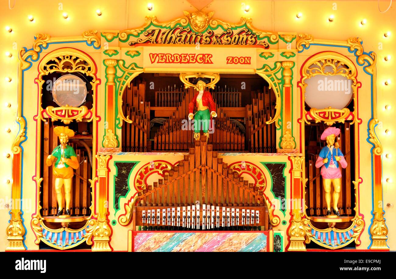 NOTTINGHAM, UK. JUNE 1, 2014: Vintage colorful organ on display at the ...