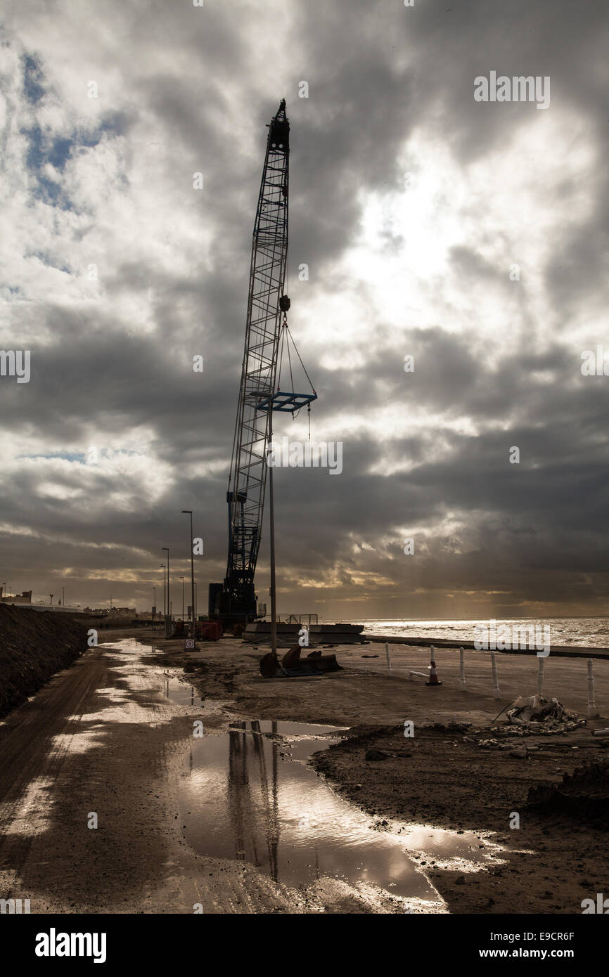 Crawler crane in Rossall, Fleetwood, October, 2014. BPH Swing crawler ...