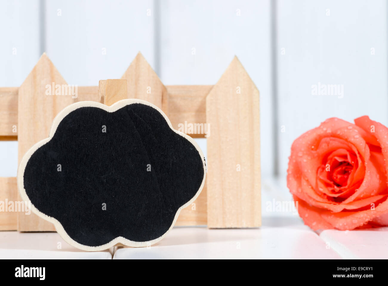 Blank Message board with lilac flower and copy space Stock Photo - Alamy