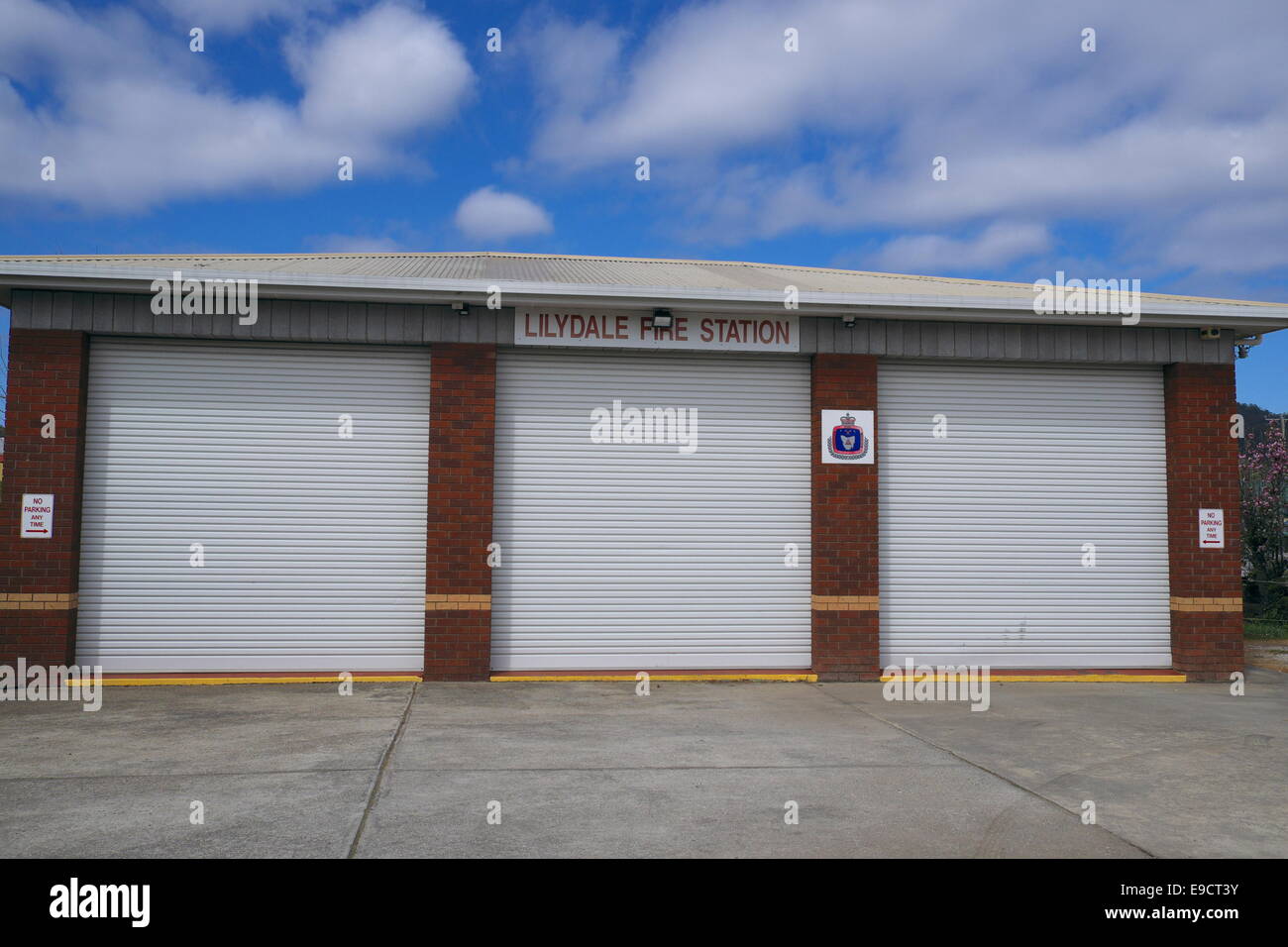 rural fire station in Lilydale village town in north east Tasmania ...