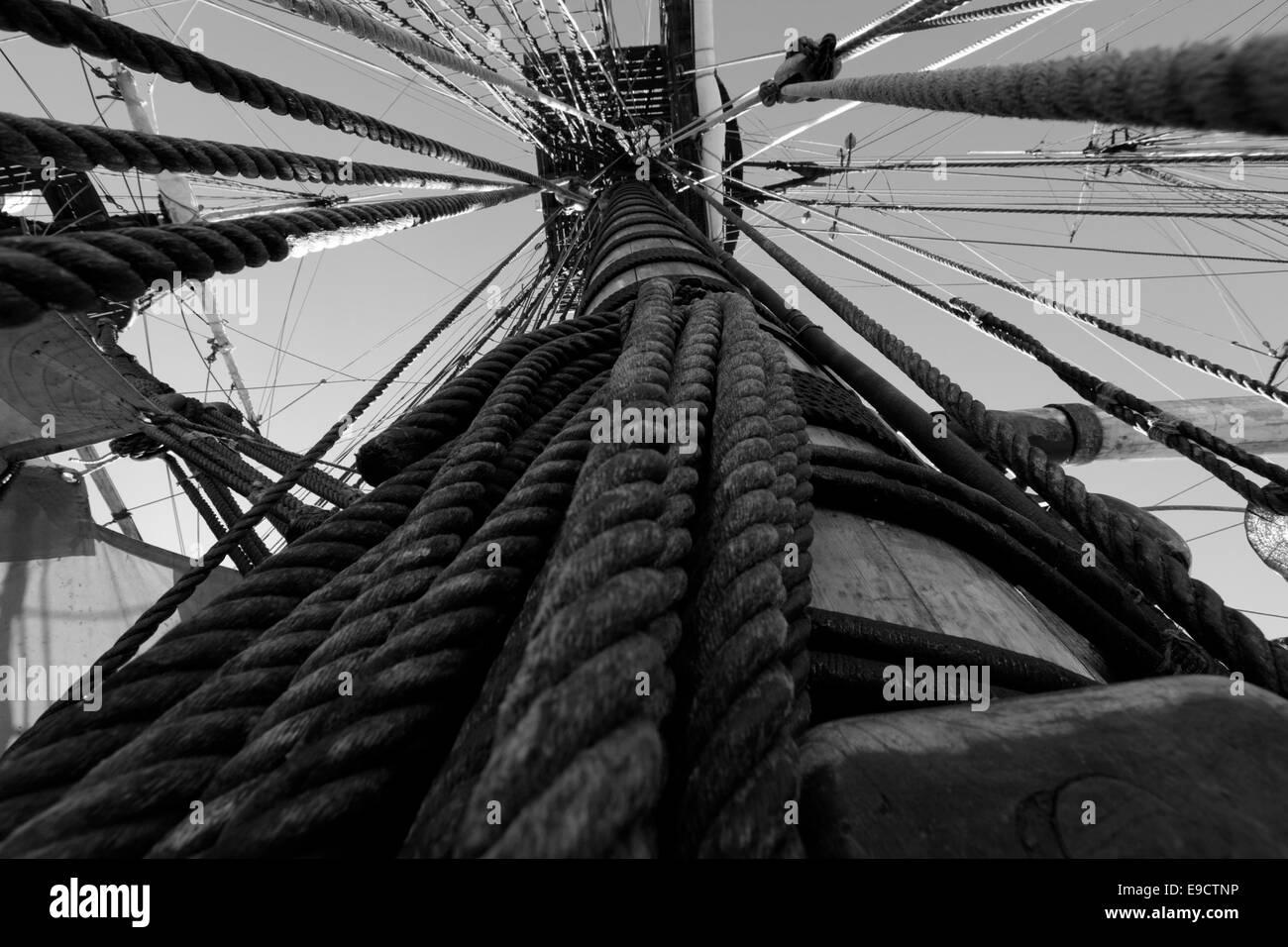 Detail of the rigging of a tall ship Stock Photo - Alamy