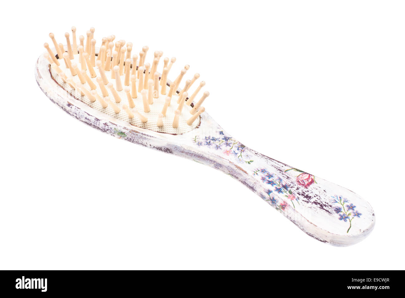 Wooden hairbrush isolated on white background Stock Photo - Alamy