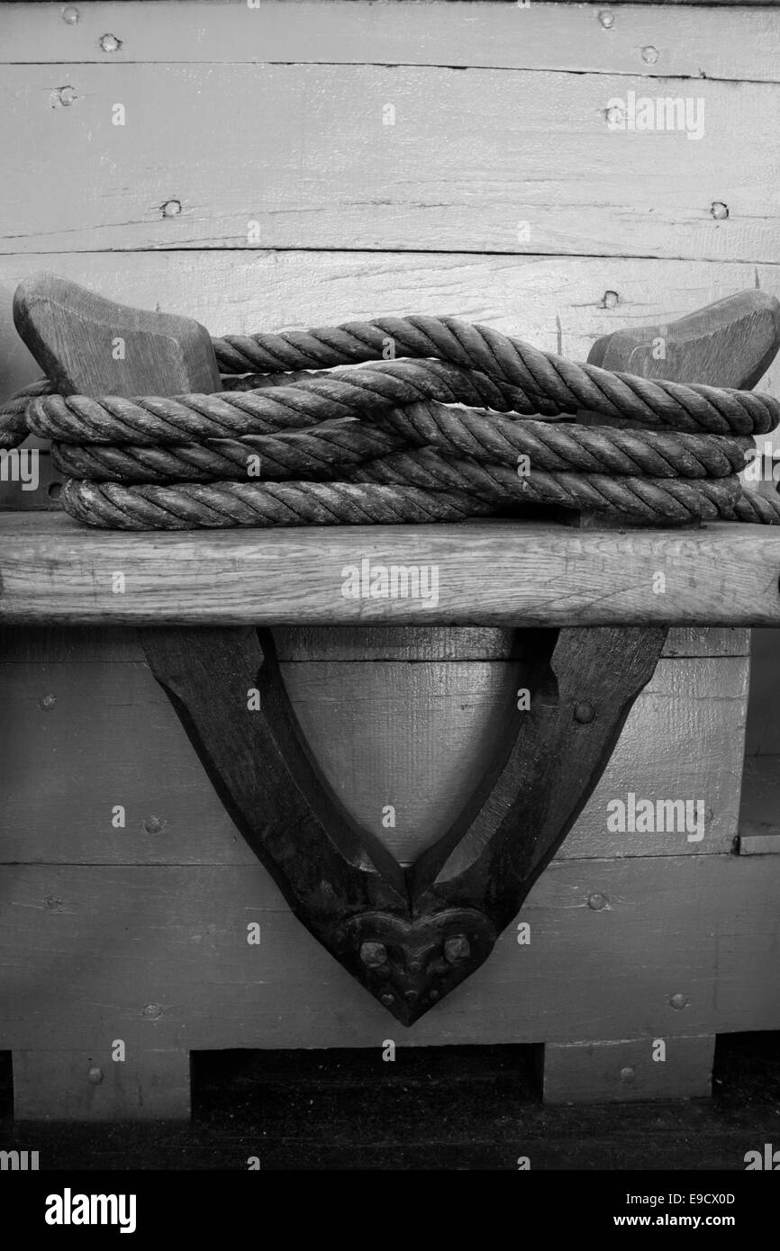 Detail of the rigging of a tall ship Stock Photo - Alamy