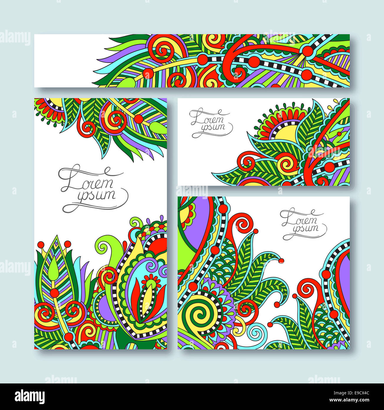 collection of decorative floral greeting cards in vintage style Stock ...