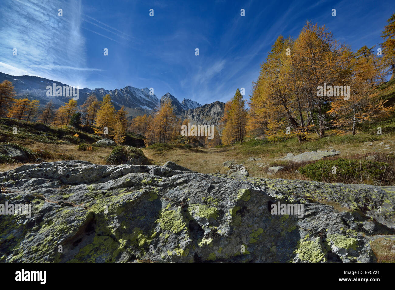 Landscape with the Levanne mountains in the background, Piedmont, Italy ...