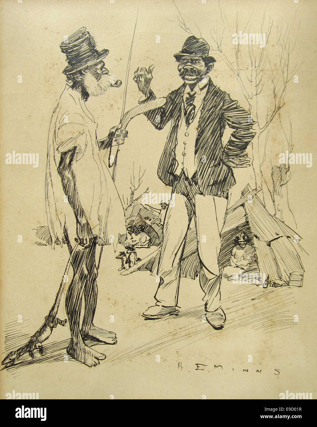 A 1913 ink drawing titled *An Informal Affair* by B.E. Minns. This ...