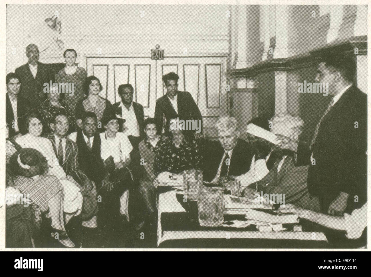 This photograph captures a section of an Aboriginal meeting held in the ...